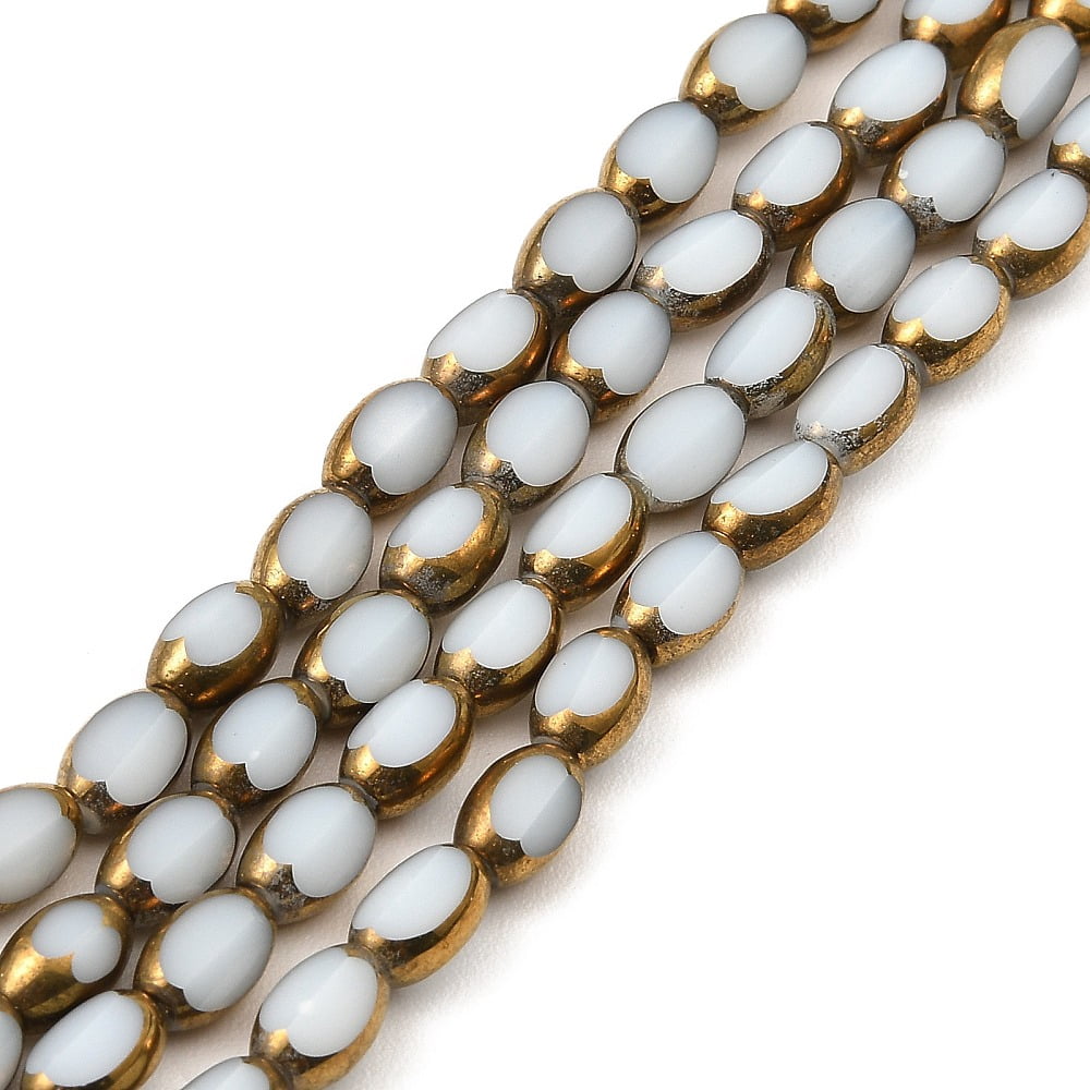 10strands Electroplate Glass Beads Strands Opaque Solid color Golden ...