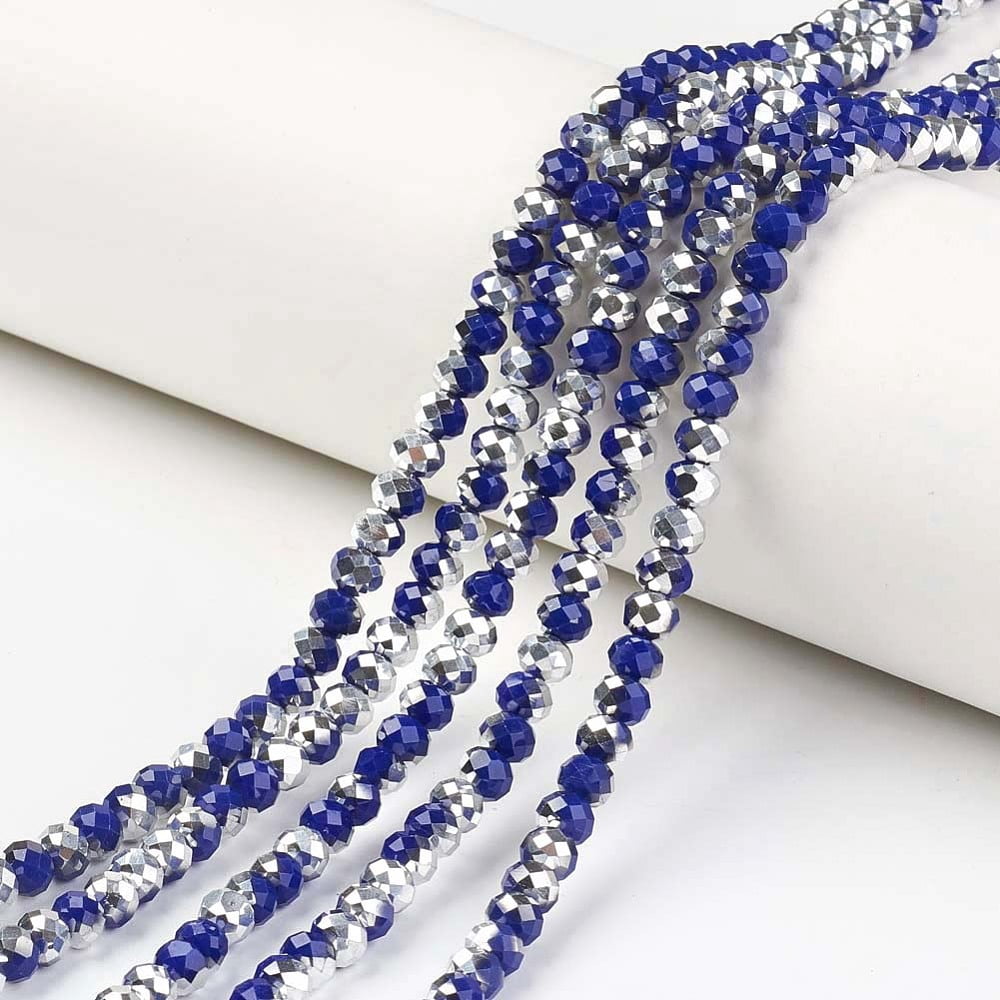 10strands Electroplate Opaque Glass Beads Strands Half Silver Plated ...