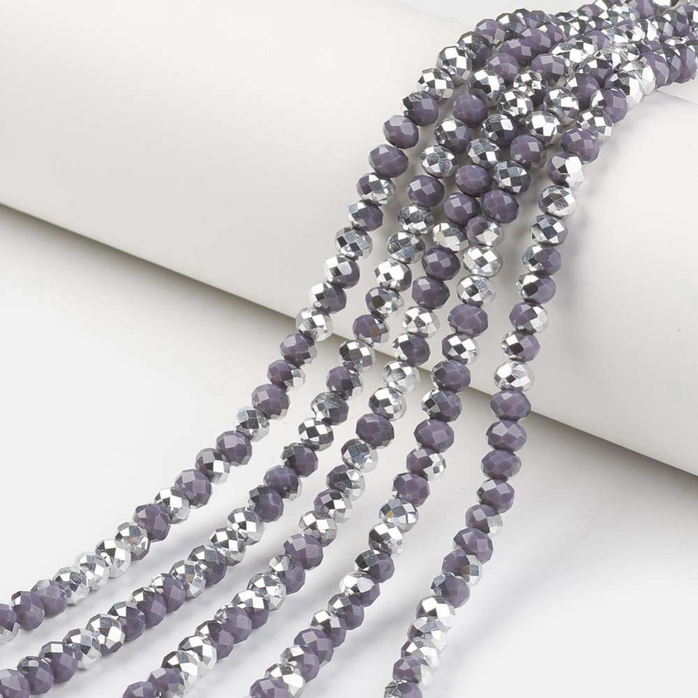 10strands Electroplate Opaque Glass Beads Strands Rondelle DarkSlate ...