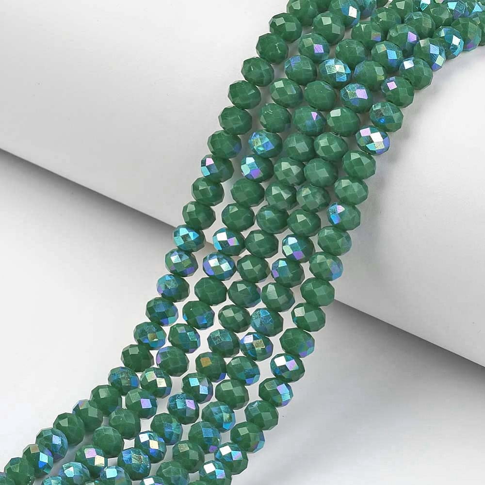 10strands Electroplate Opaque Solid color Glass Beads Strands Half ...