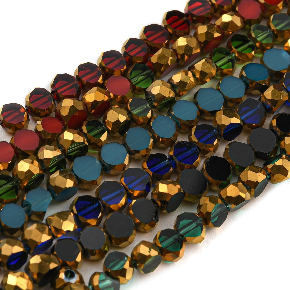 10strands Electroplate Transparent Glass Beads Strands with Golden Edge ...