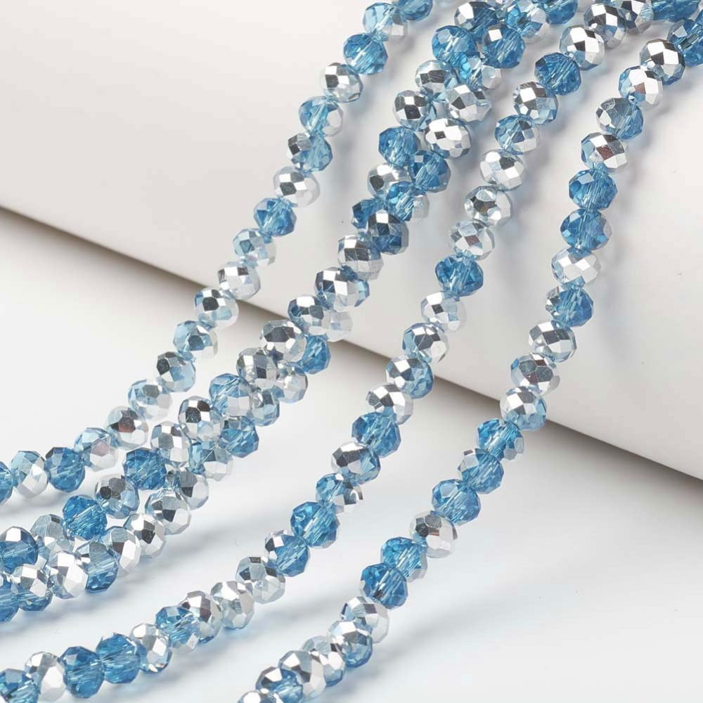 10strands Electroplate Transparent Glass Beads Strands Half Silver ...