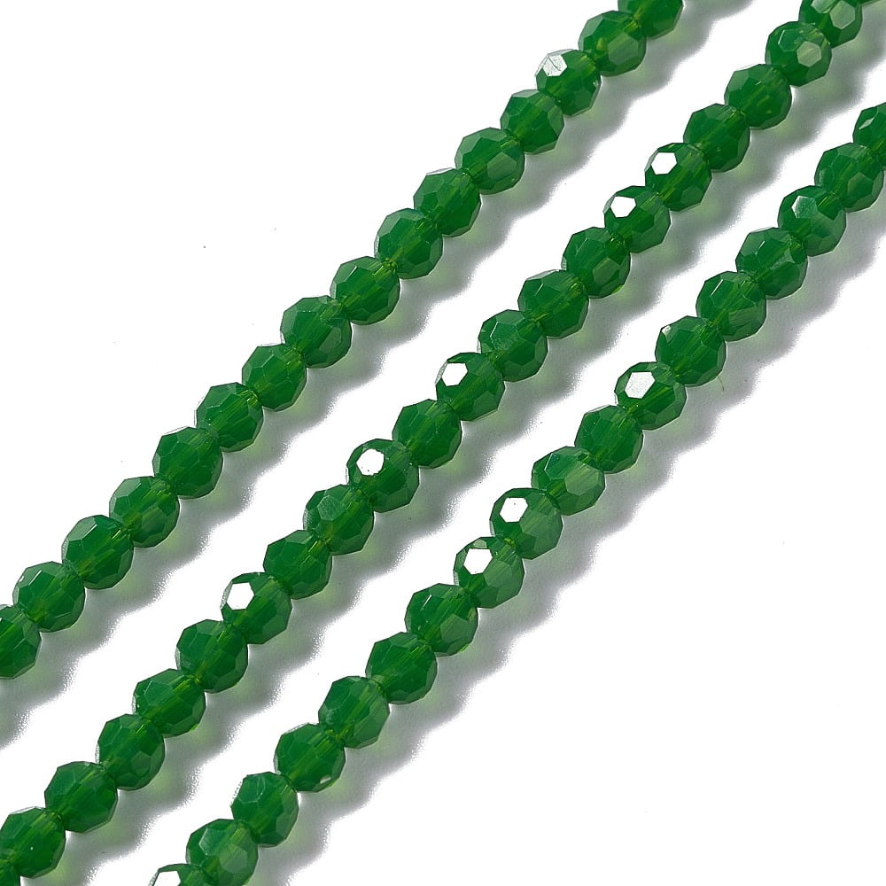 10strands Faceted(32 Facets) Glass Beads Strands Round Green 4mm Hole ...
