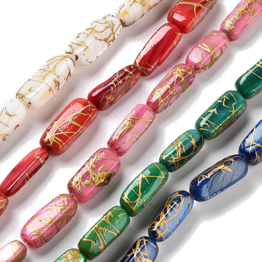 10strands Freshwater Shell Dyed Beads Strands Drawbench style Cuboid ...