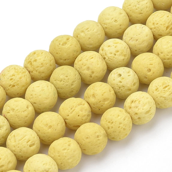 10strands Lava Rock Beads Strands Dyed Round Champagne Yellow 8-8.5mm ...