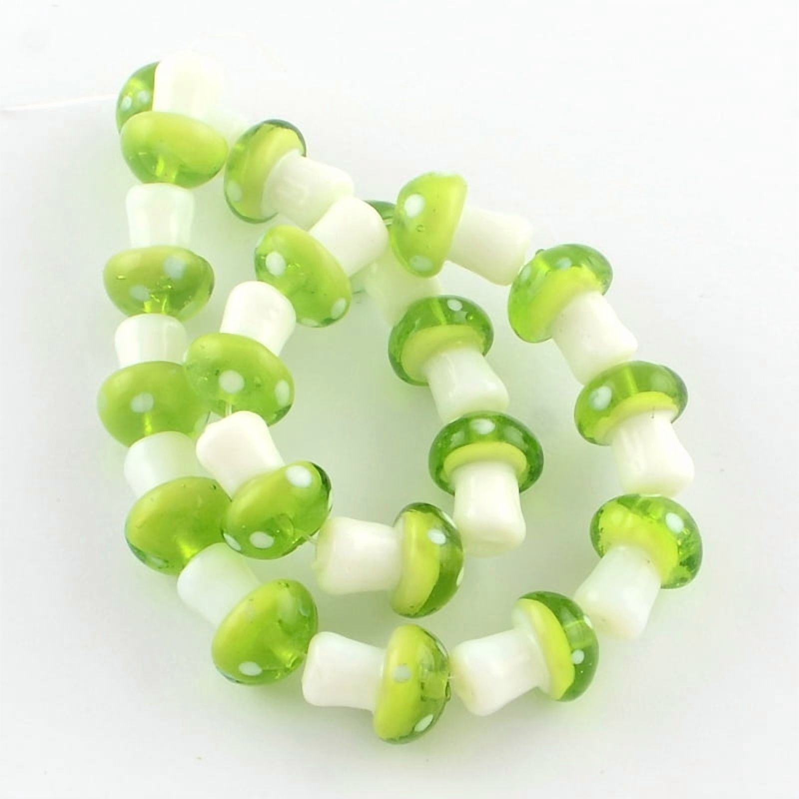 10strands Mushroom Handmade Lampwork Beads Strands Green Yellow 16x12mm ...