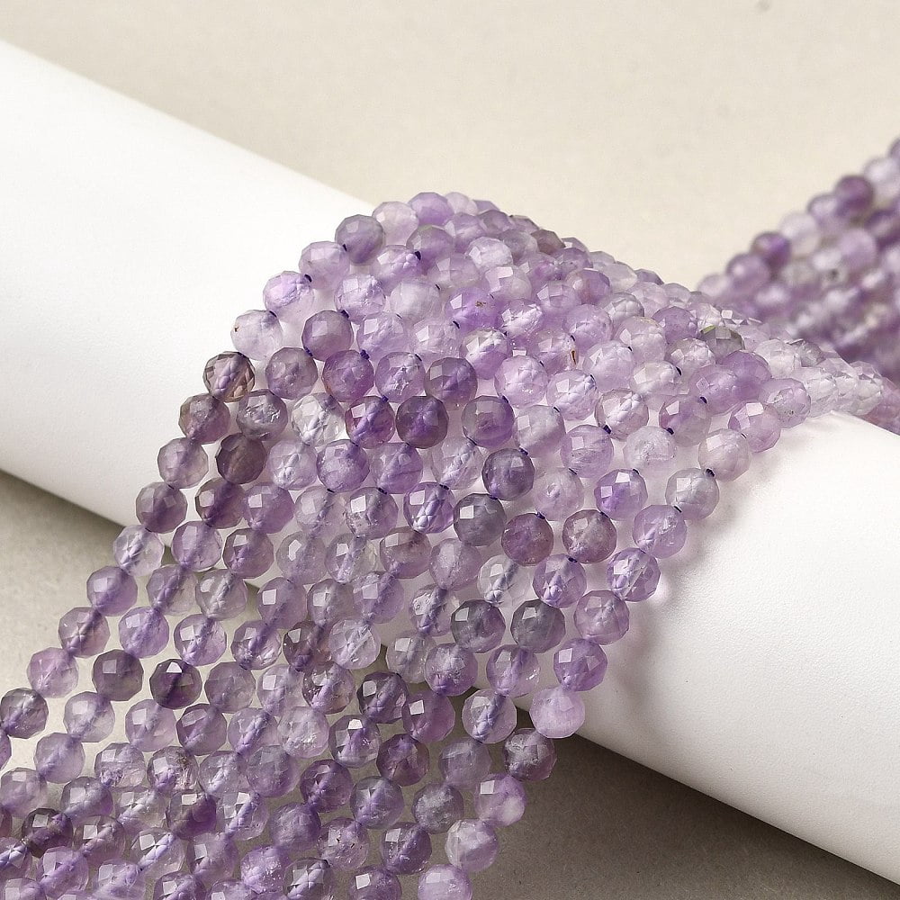 10strands Natural Amethyst Beads Strands Faceted Round 4mm Hole: 0.7mm ...
