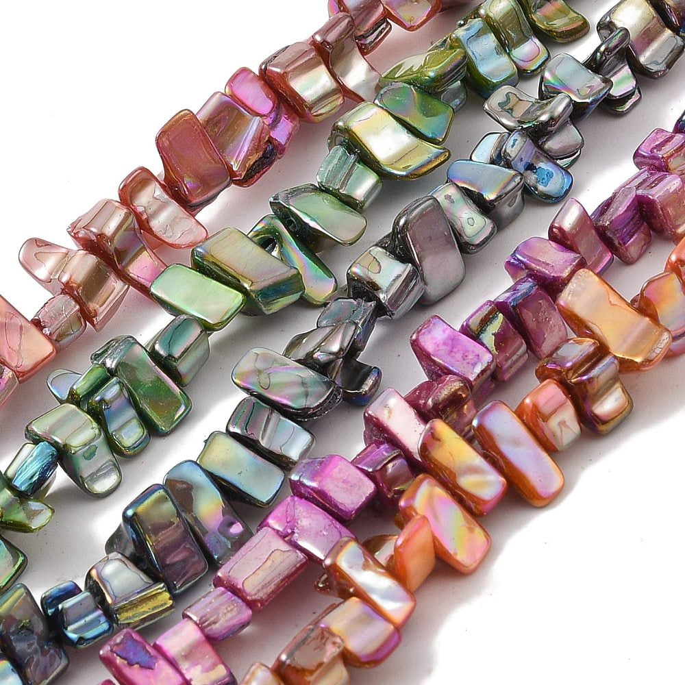 10strands Natural Freshwater Shell Beads Strands Dyed AB color Nugget ...