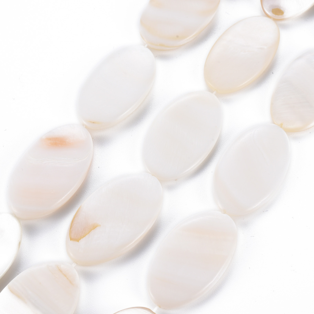 10strands Natural Freshwater Shell Beads Strands Oval Seashell Color 34 ...