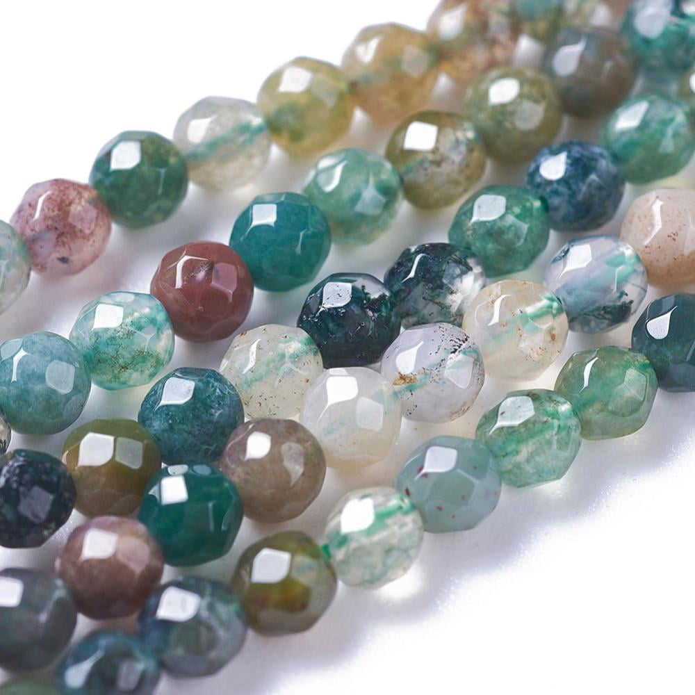 10strands Natural Indian Agate Bead Strands Faceted Round 3mm Hole: 0 ...