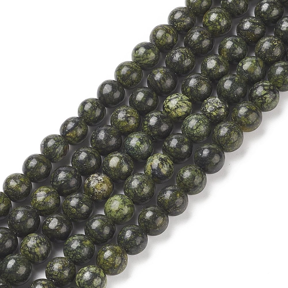 10strands Natural Serpentine/Green Lace Stone Beads Strands Round 6mm ...
