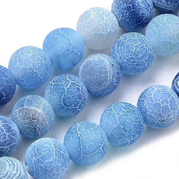 10strands Natural Weathered Agate Beads Strands Frosted Dyed Round Deep ...