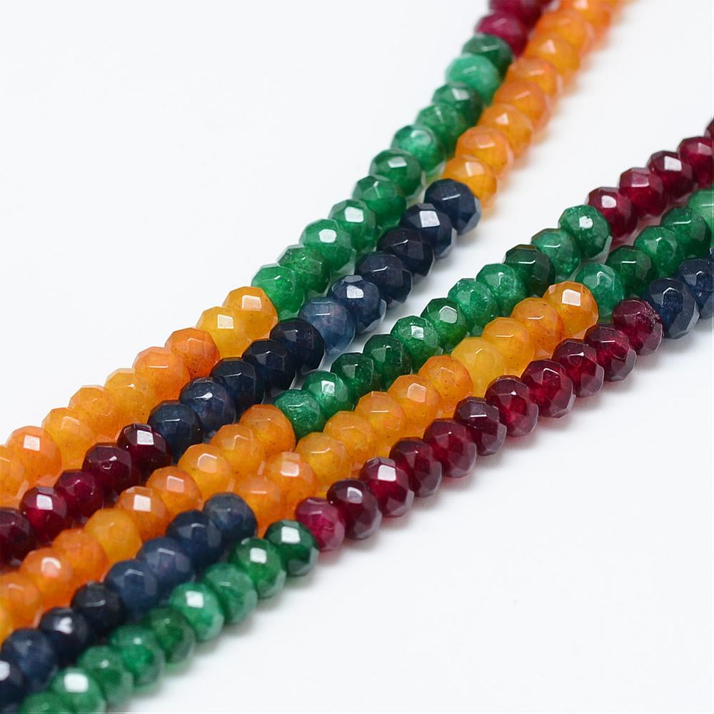 10strands Natural White Jade Bead Strands Dyed Faceted Rondelle ...