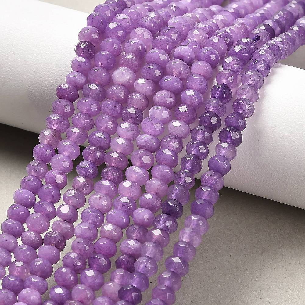 10strands Natural White Jade Bead Strands Dyed Faceted Rondelle Dark ...