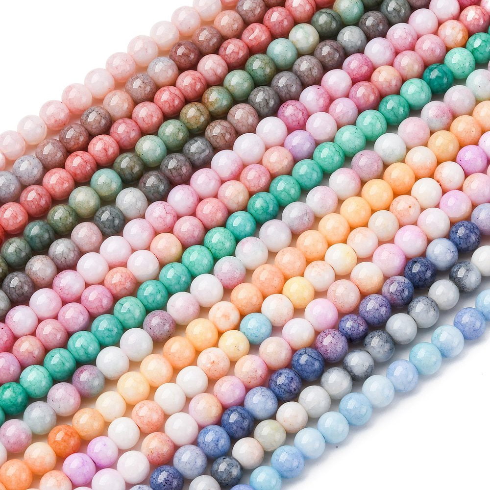 10strands Opaque Glass Beads Strands Imitation Beads Round Dyed Mixed ...