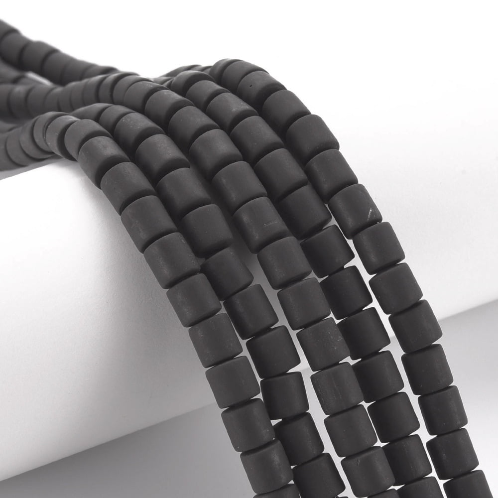 10strands Polymer Clay Bead Strands Column Black 5~7x6mm Hole: 1.5~2mm ...