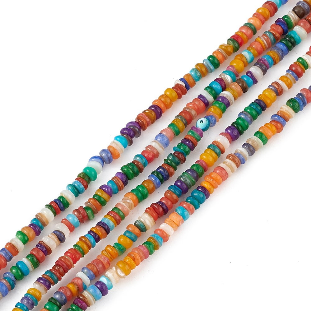 10strands Rainbow color Freshwater Shell Beads Strands Dyed Heishi ...
