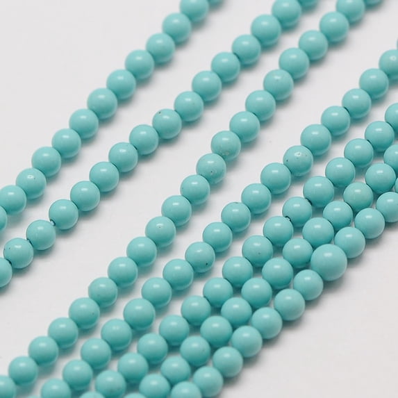 10strands Taiwan Turquoise Round Beads Strands 2mm Hole: 0.8mm about ...