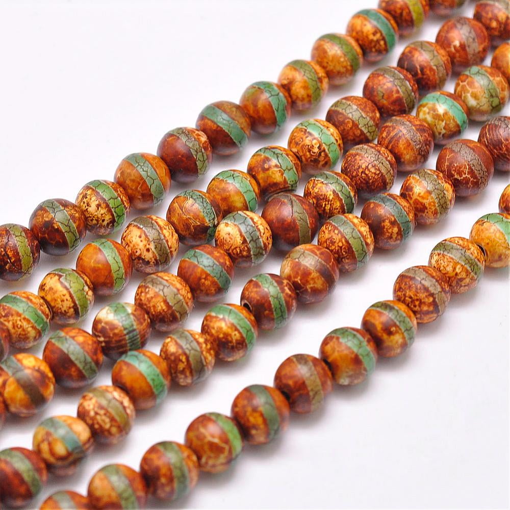 10strands Tibetan style Striped Pattern dZi Beads Strands Natural ...