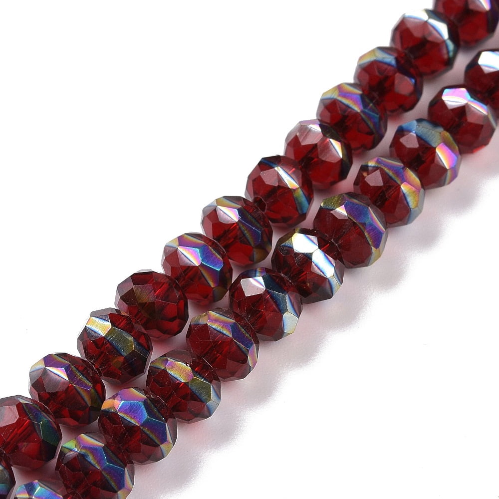 10strands Transparent Electroplate Glass Beads Strands Faceted Rondelle ...