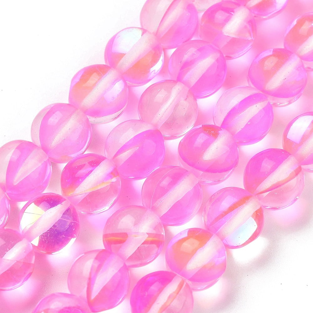 10strands Transparent Glass Beads Round Glow in the Dark Beads Hot Pink ...