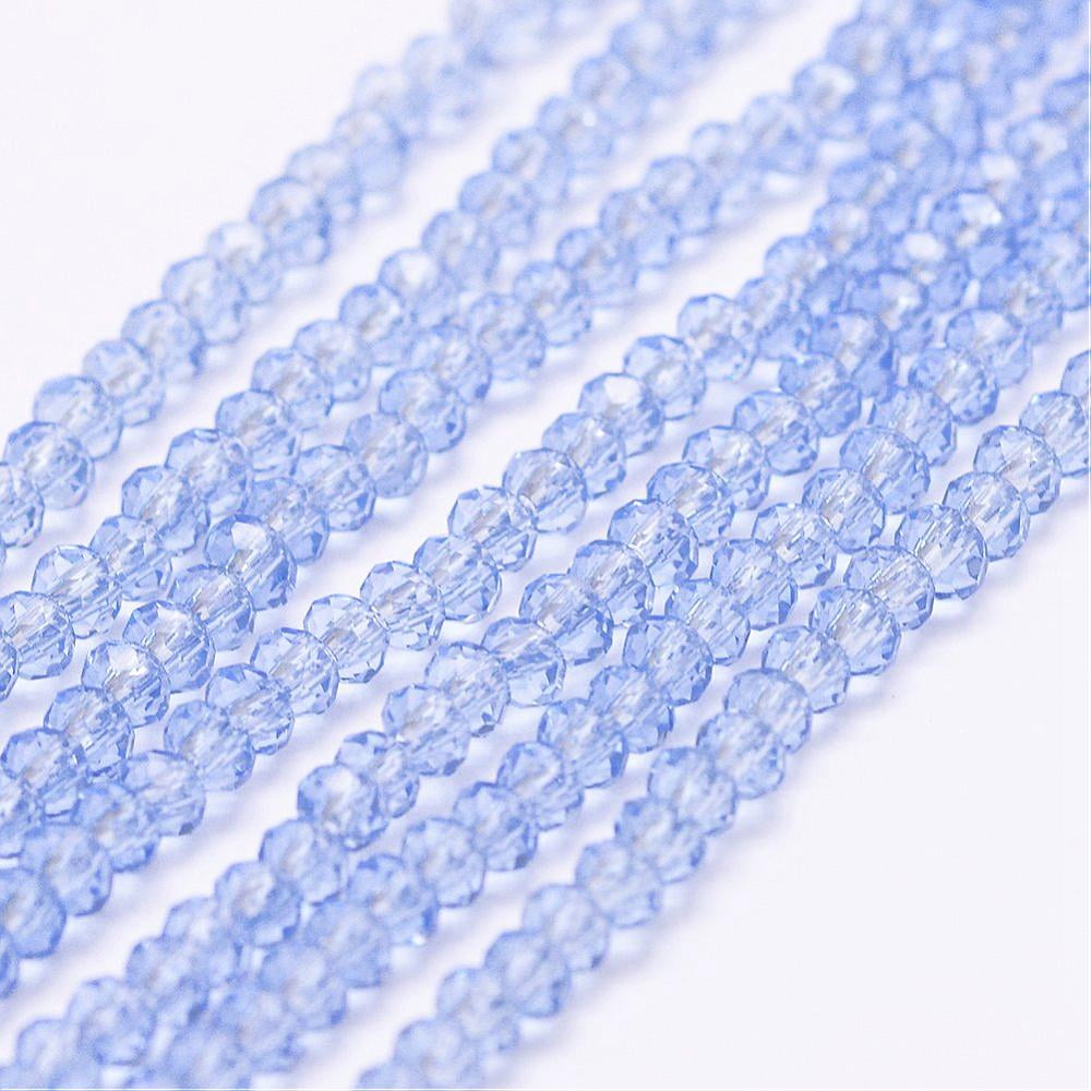 10strands Transparent Glass Beads Strands Faceted Rondelle Cornflower ...