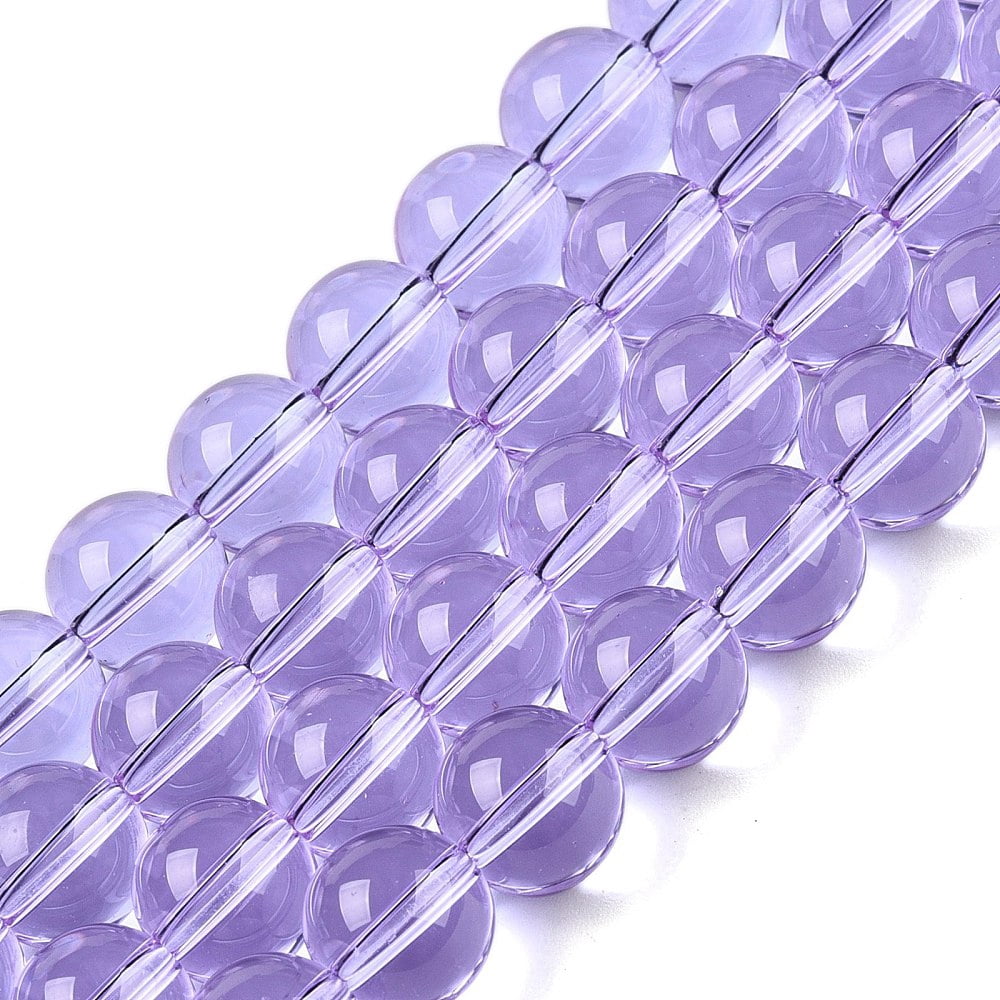 10strands Transparent Glass Beads Strands Round Lilac 9.5~10mm Hole: 1 ...