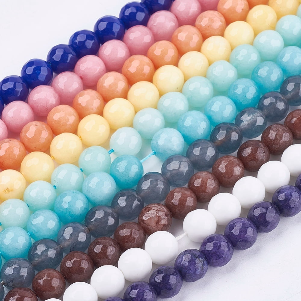 10strands White Bead Strands Dyed Faceted Round Mixed color 10mm Hole ...