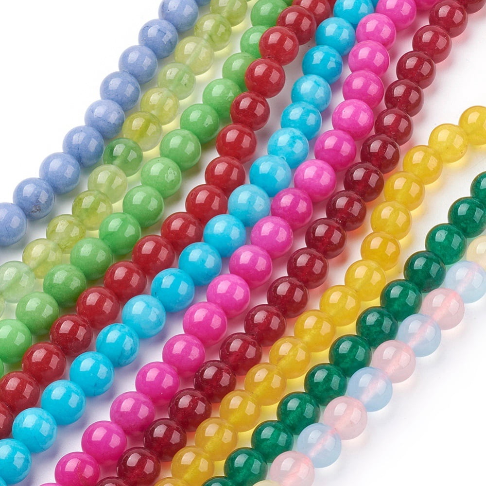 10strands White Beads Strands Dyed Round Mixed color 10mm Hole: 1mm ...