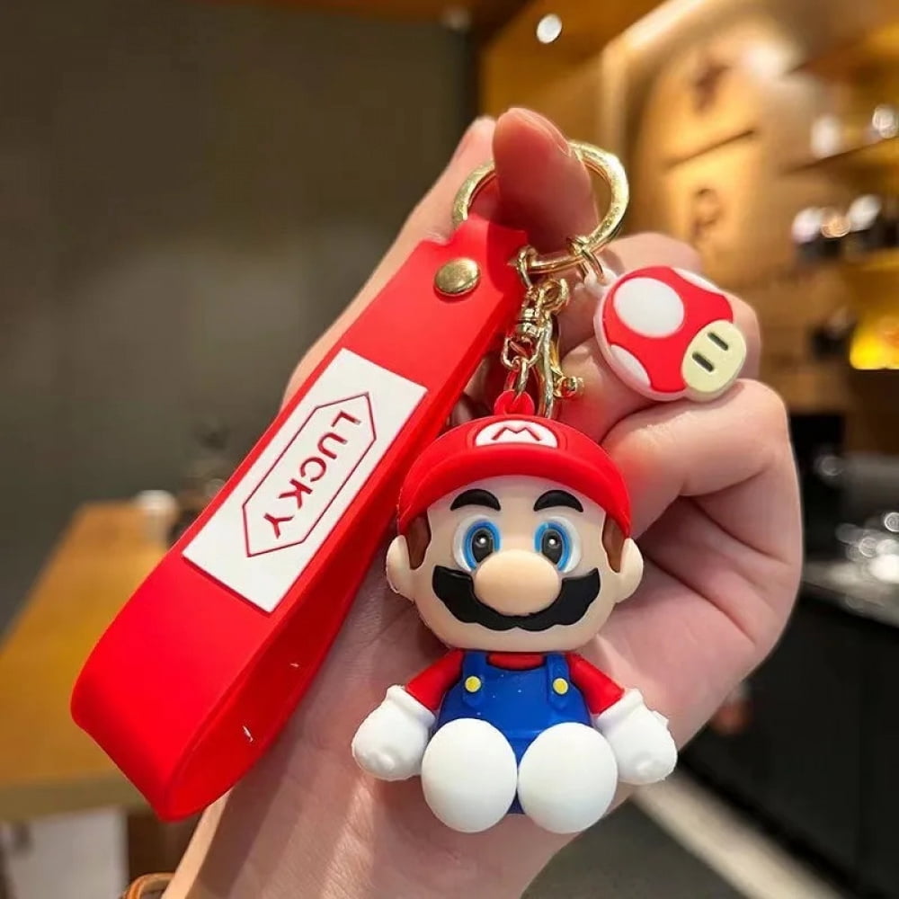 10styles Super Mario Keychain Mario Bros Luigi Toad Yoshi Bowser Action ...