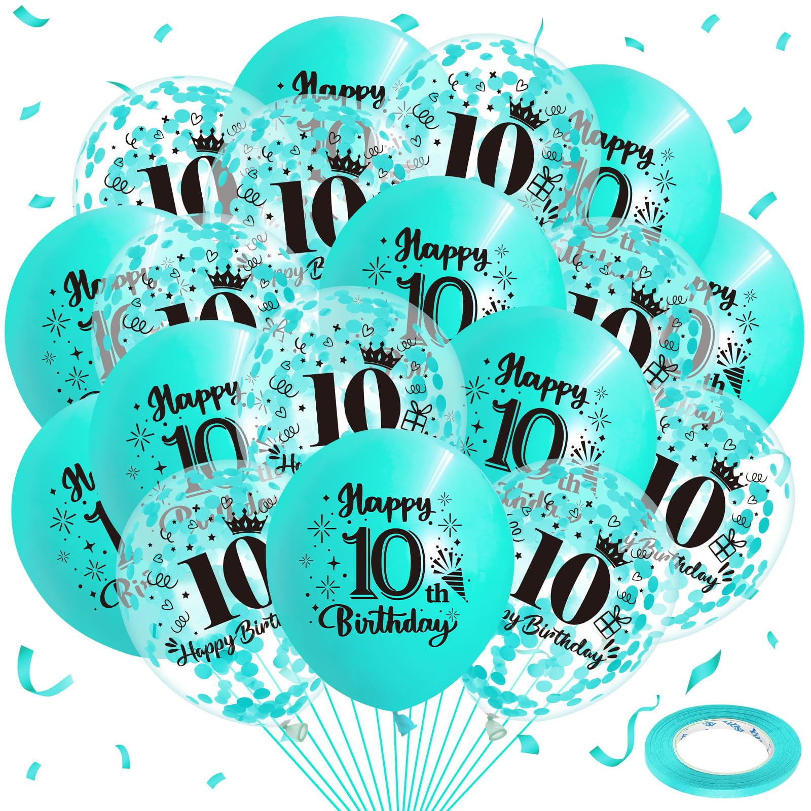 10th Birthday 18 Pcs Teal KKS1 10th Birthday Decorations for Girls Boys ...