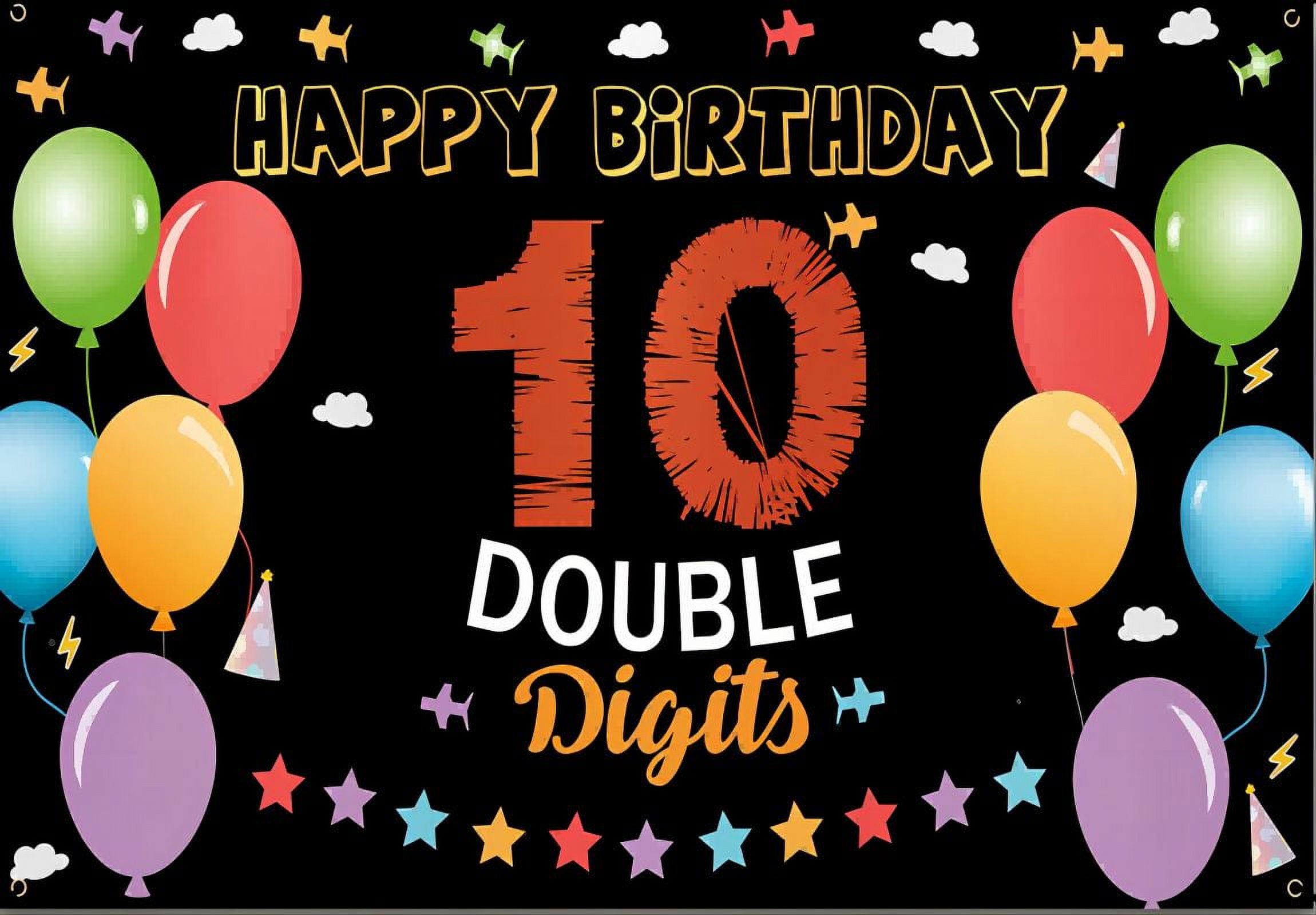 10th Birthday Banner Backdrop rations for 10 Year Old Birthday Party ...