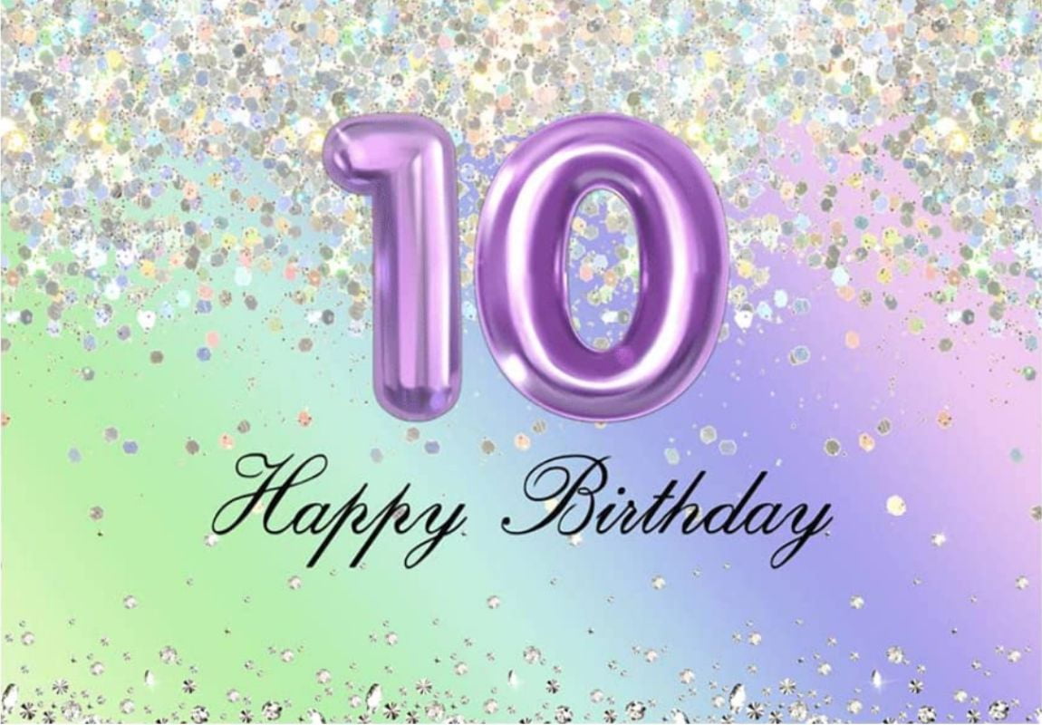 10th Birthday Banner Backdrop rations for 10 Year Old Birthday Party ...