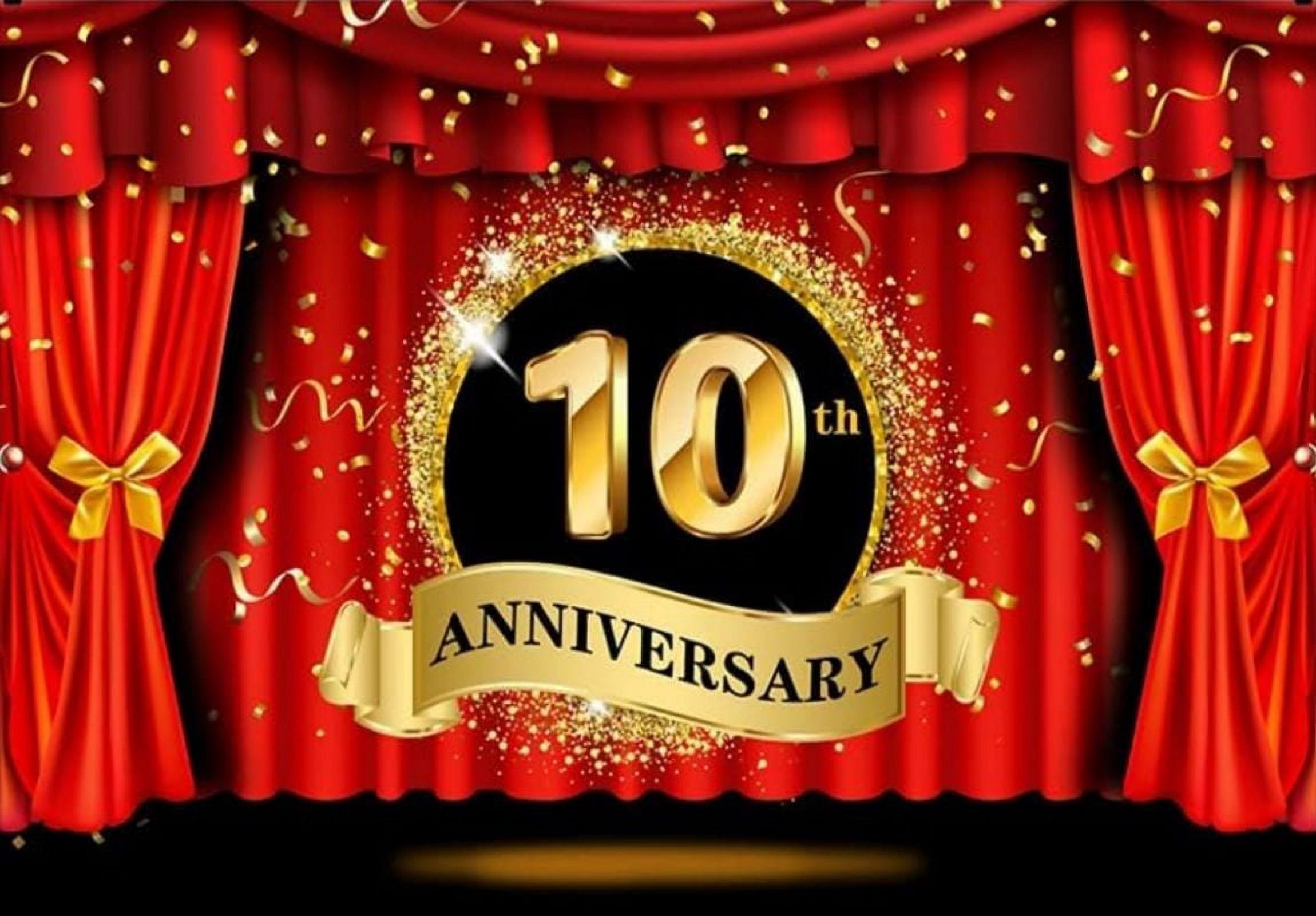 10th Birthday Banner Background Birthday Happy ration Blue White Fabric ...