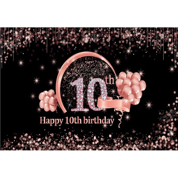 10th Birthday Banner Background Birthday Happy ration Blue White Fabric ...