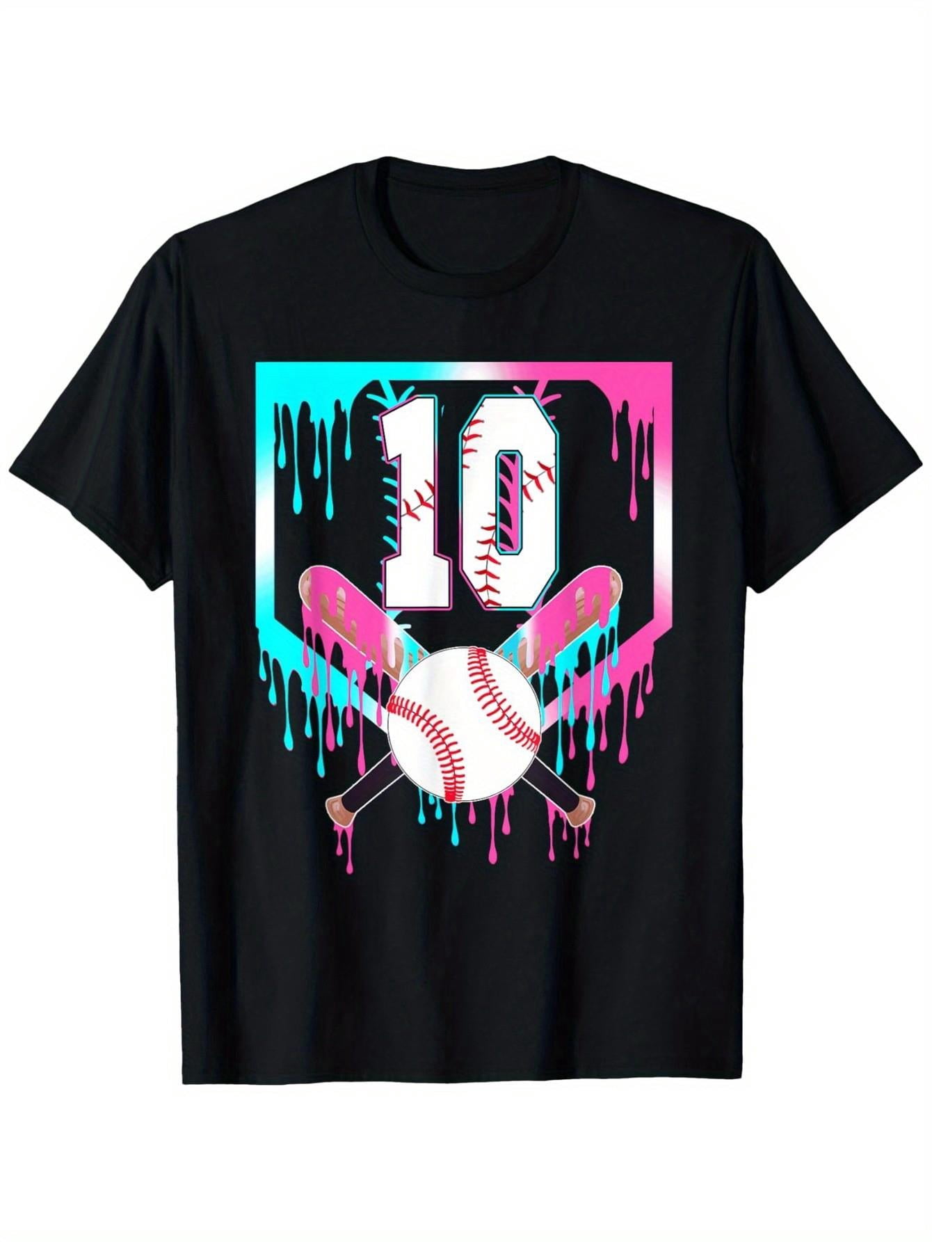 10th Birthday Baseball Home Plate Drip T-Shirt for Boys & Girls | Cyan ...