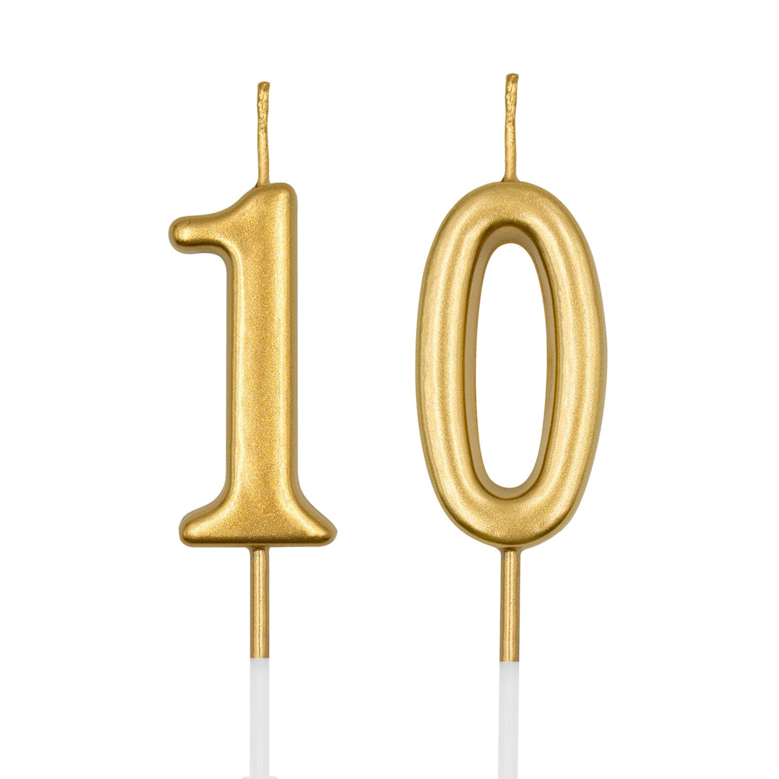 10th Birthday Candles, Champagne Gold Number 10 Candle for Cake, Happy ...