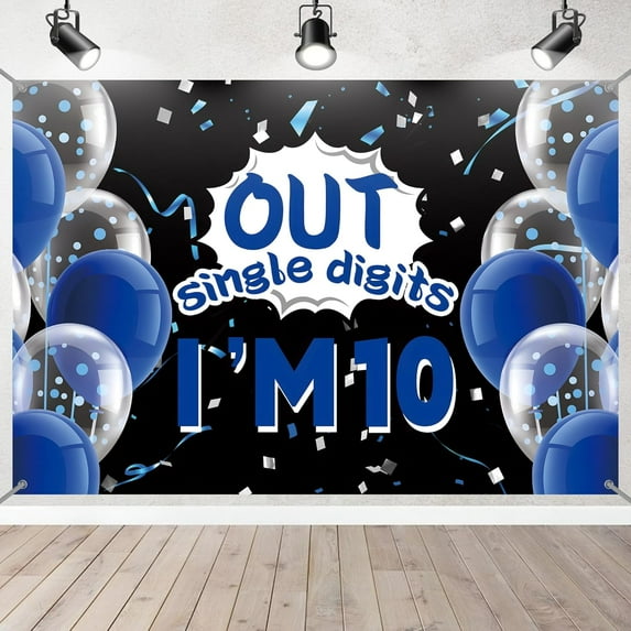 10th Birthday Decorations for Boys Happy Birthday Backdrop Banner Peace ...