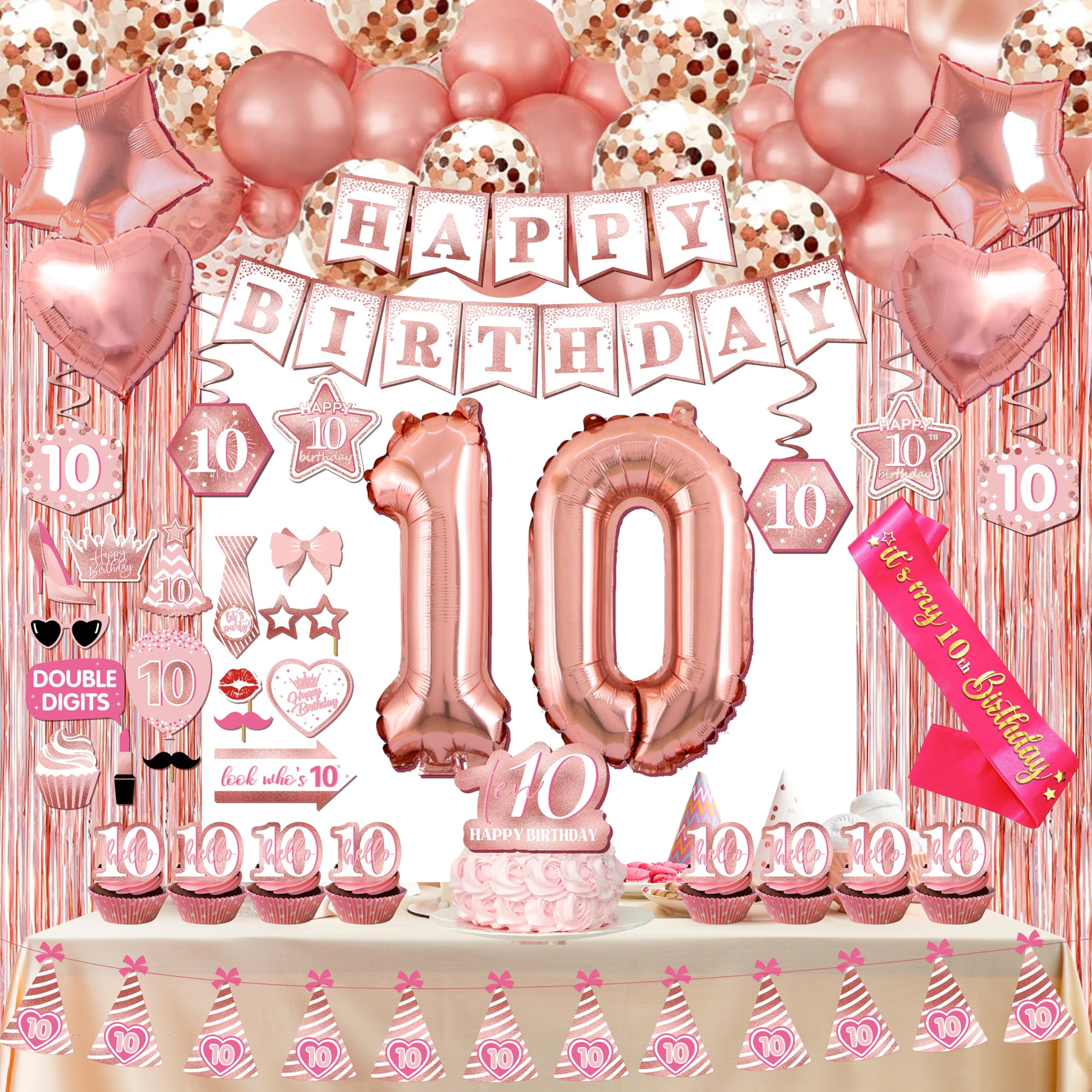 10th Birthday Decorations for DHF10 Girls, (Total 70pcs) rose happy ...