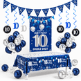10th Birthday Party Decorations Set, Blue Double Digits Themed Supplies ...