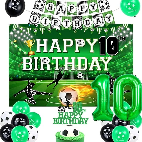 10th Birthday Soccer Decorations for Boys, 10th Birthday Balloons for Boys Happy Birthday ...