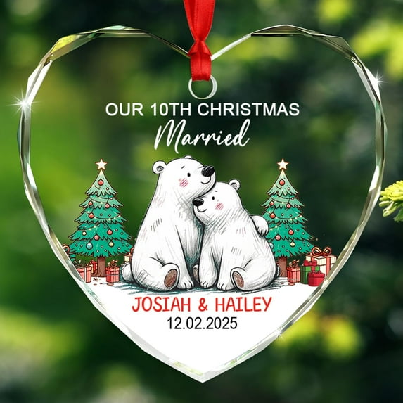 Our 10th Christmas Married Glass Ornaments 2025, Personalized Name/Date ...