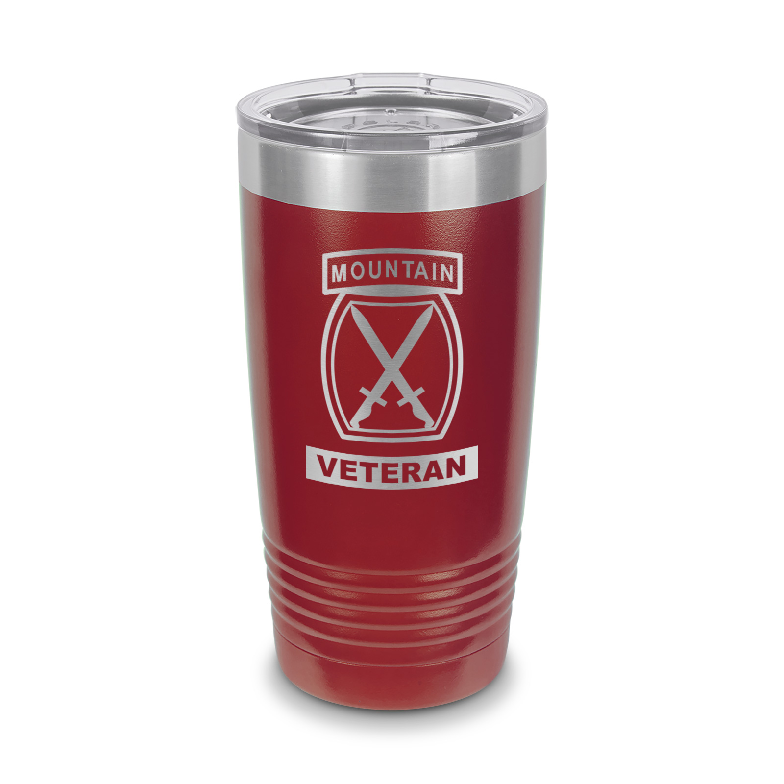 10th Mountain Division Veteran Tumbler 20 oz - Laser Engraved w/ Clear ...