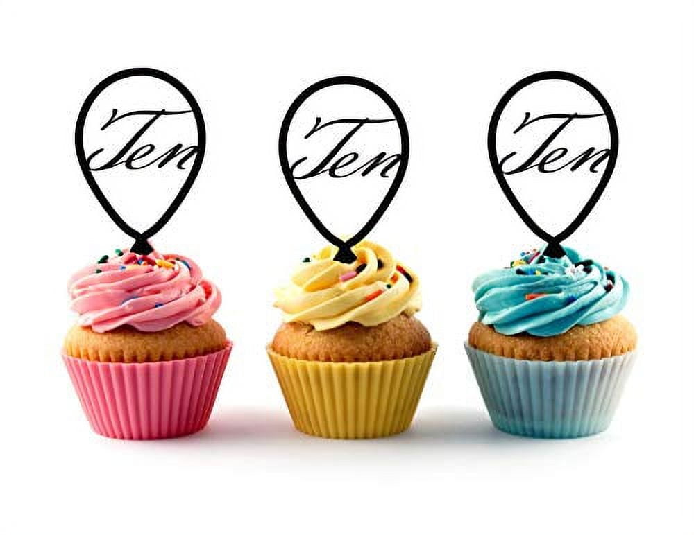 10th (Ten) Birthday Acrylic Cupcake Toppers 12 pcs - Walmart.com
