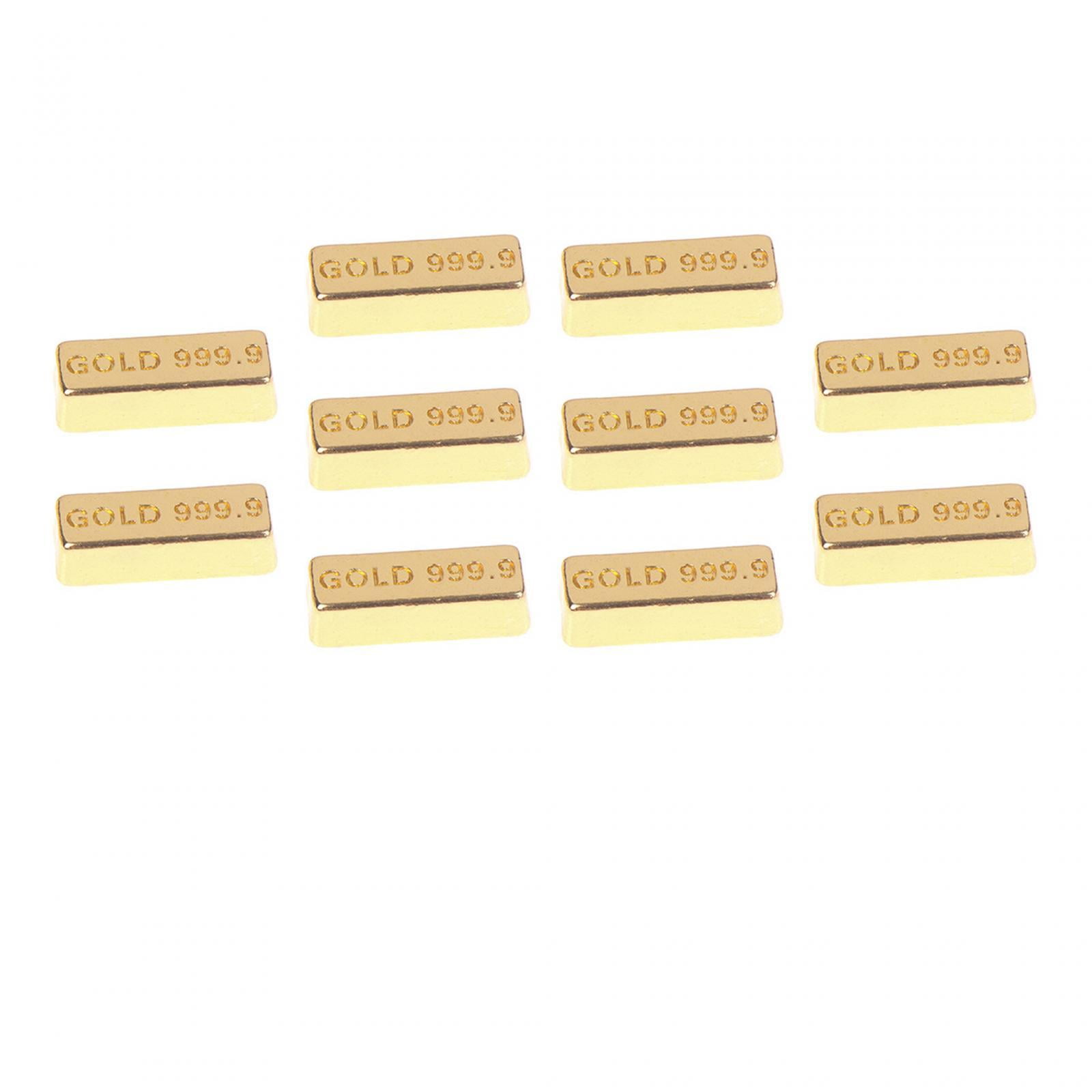 10x 1/12 Mini Golden Brick Realistic Miniature Fake Gold Bar Model ...