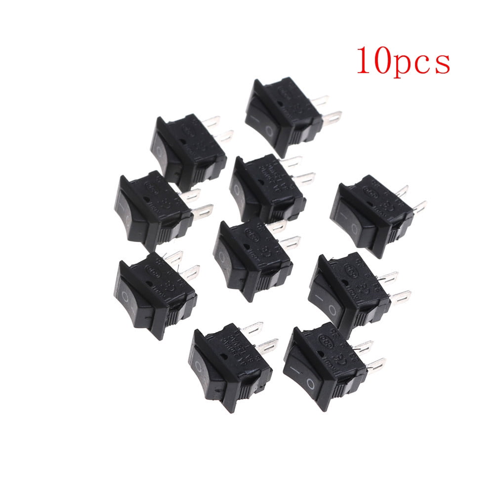 10x 10*15MM Small Black Rocker Switch KCD1-11 250VAC/3A 6A 125V AC 2P ...