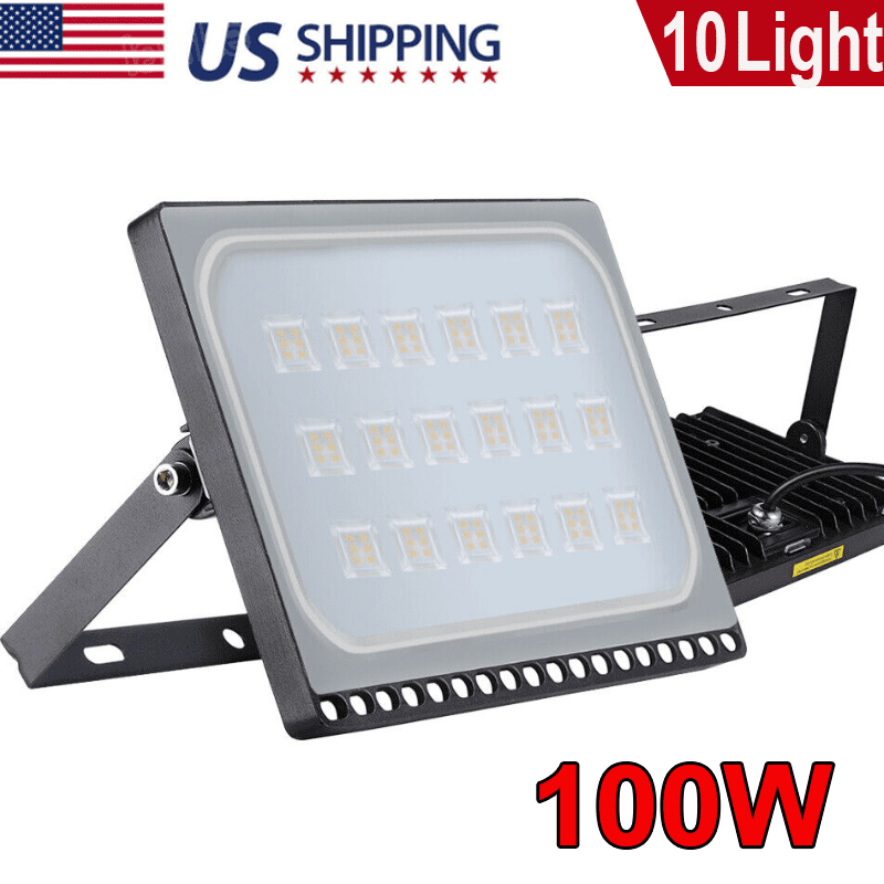 10x 100W LED Flood Light Warm White Outdoor Spotlight Garden Yard Lamp ...