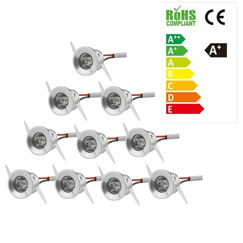 10x 1W LED Recessed Small Cabinet Mini Spot Lamp Kitchen Ceiling ...