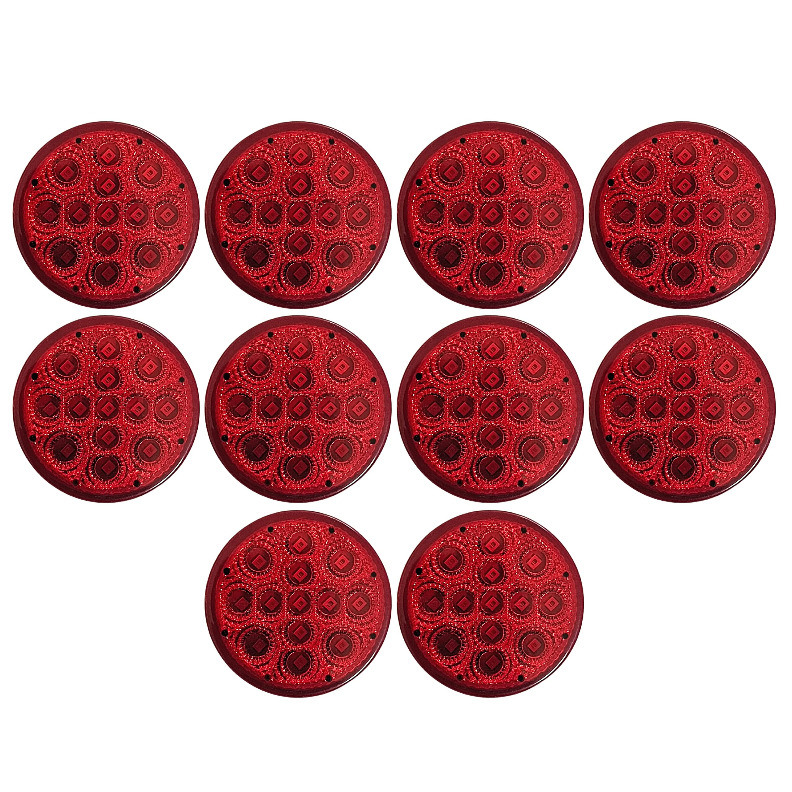10x 2.5 Round Red LED Clearance Side Marker Lights Kit - 13 Diodes ...