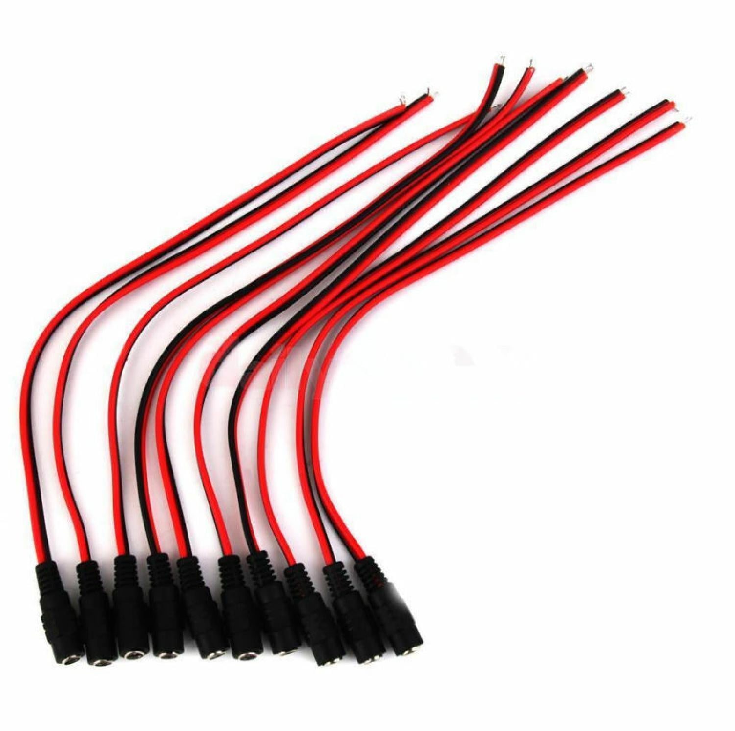 10x 28cm Female DC Power Plug Connector CCTV PSU Pigtail CABLE Jack 12V ...